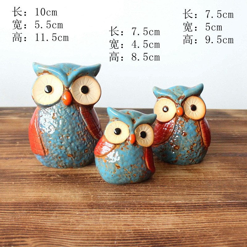 LivNxt Kiln-fired Ceramic Owl Artwork - Home Owl Craft Ornament Animal ...