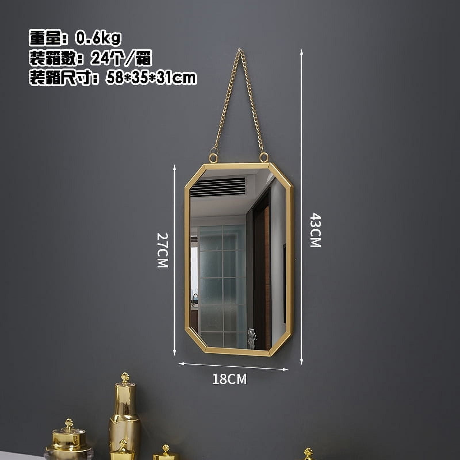 LivNxt Nordic Style Iron Wall-Mounted Mirrors Small square mirror-gold ...