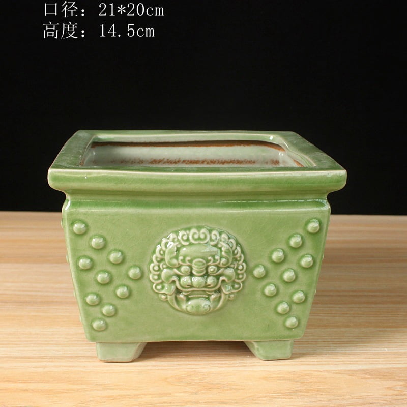 LivNxt Vintage Ceramic Plant Pot - Chinese Dragon Design Succulent ...