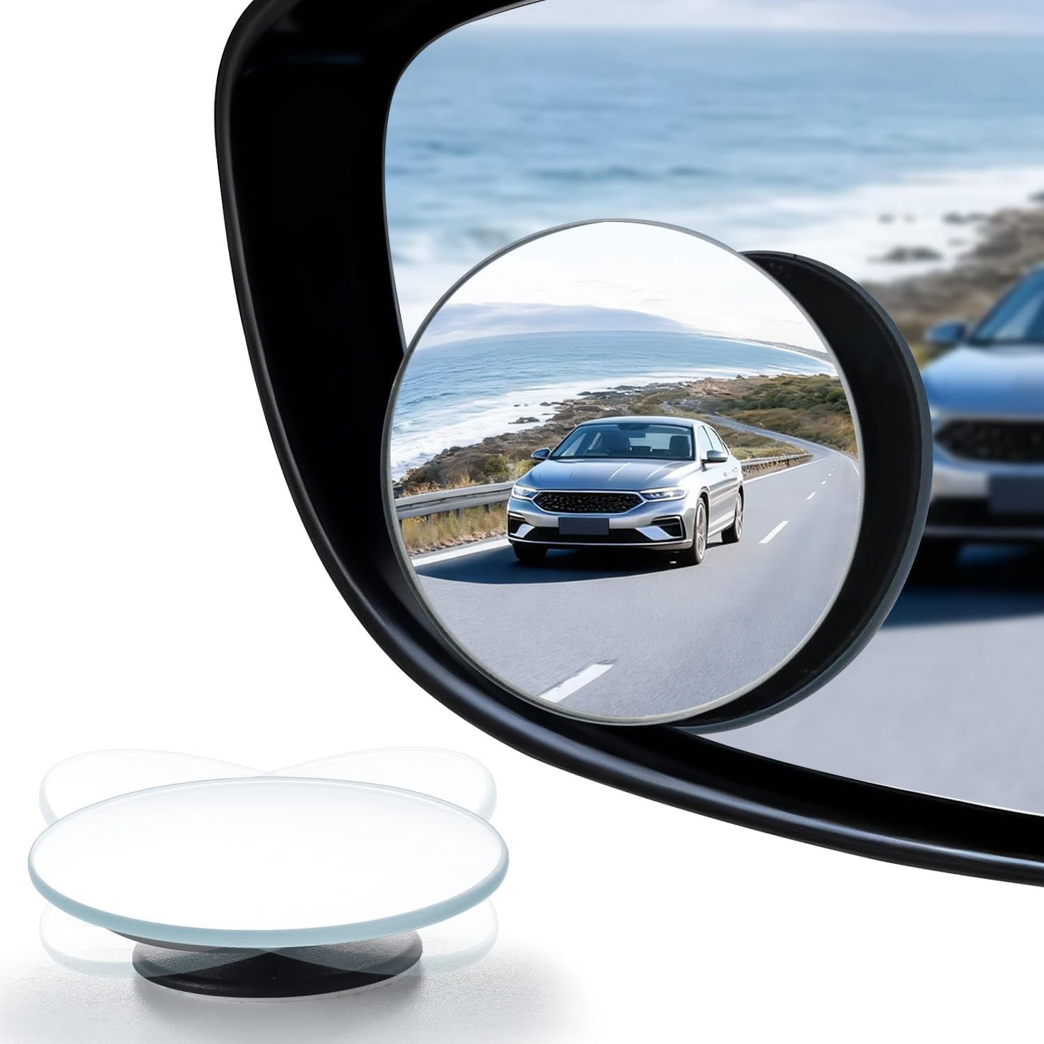 LivTee Blind Spot Mirror, 2" Round HD Glass Frameless Convex Rear View ...