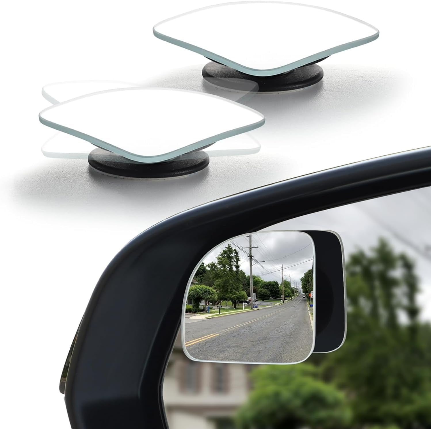 LivTee Blind Spot Mirror, Fan HD Glass Frameless Convex Rear View ...