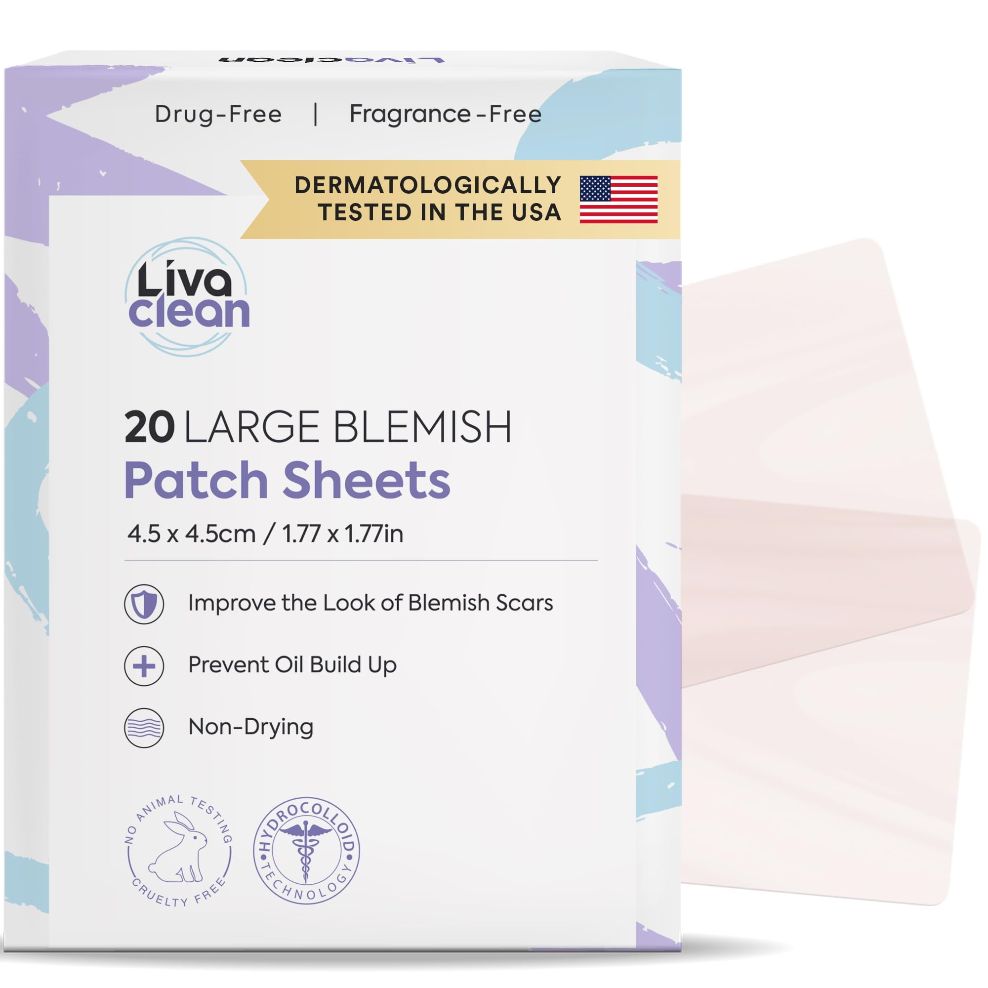LivaClean 20CT Large Hydrocolloid SAF21 Acne Patches - For Pore Spots ...