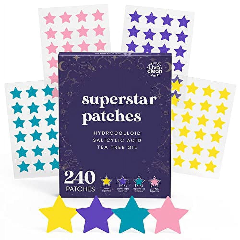 LivaClean 240 CT Superstar Acne Patches w/Salicylic Acid & Tea Tree ...