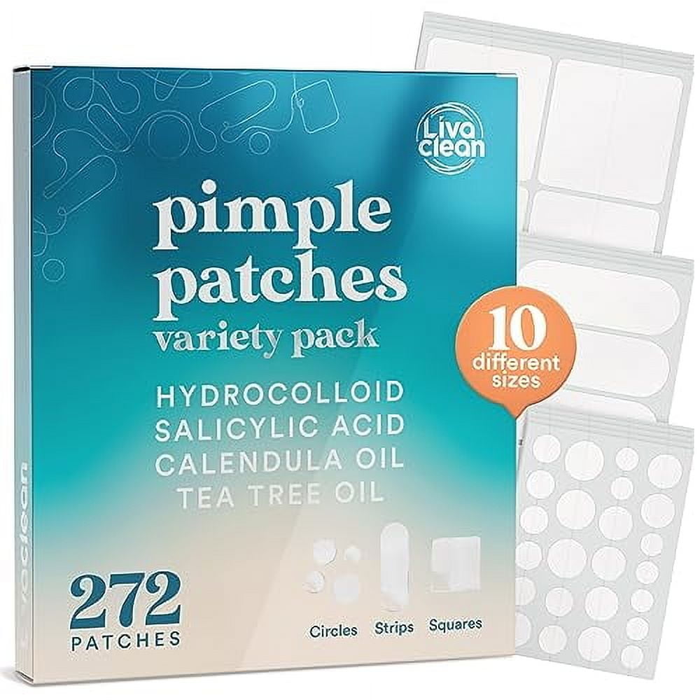 LivaClean 272 CT Pimple Patches Variety Pack w/ Tea Tree Oil, Salicylic ...