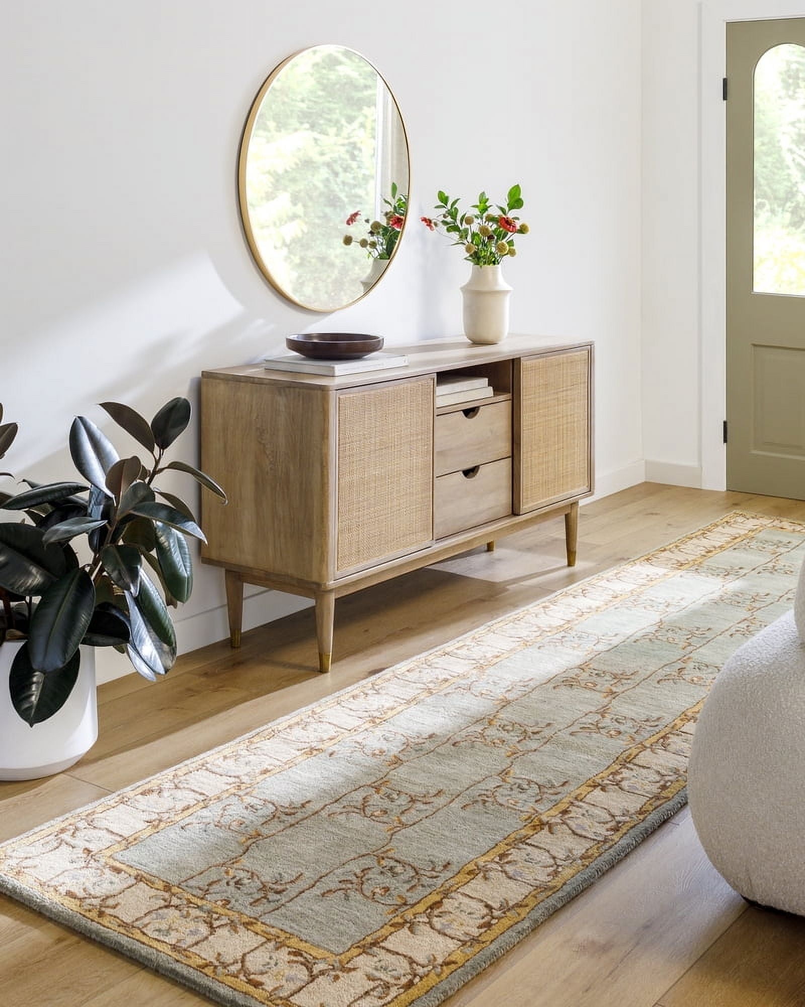 Livabliss Wool Rugs for Living Room, 2x4 Caesar Traditional Sage Hearth ...