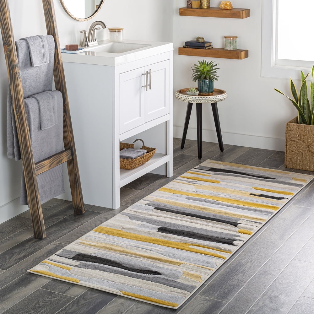 Livabliss Area Rugs for Living Room, 3x7 City Modern Yellow Runner Rug ...