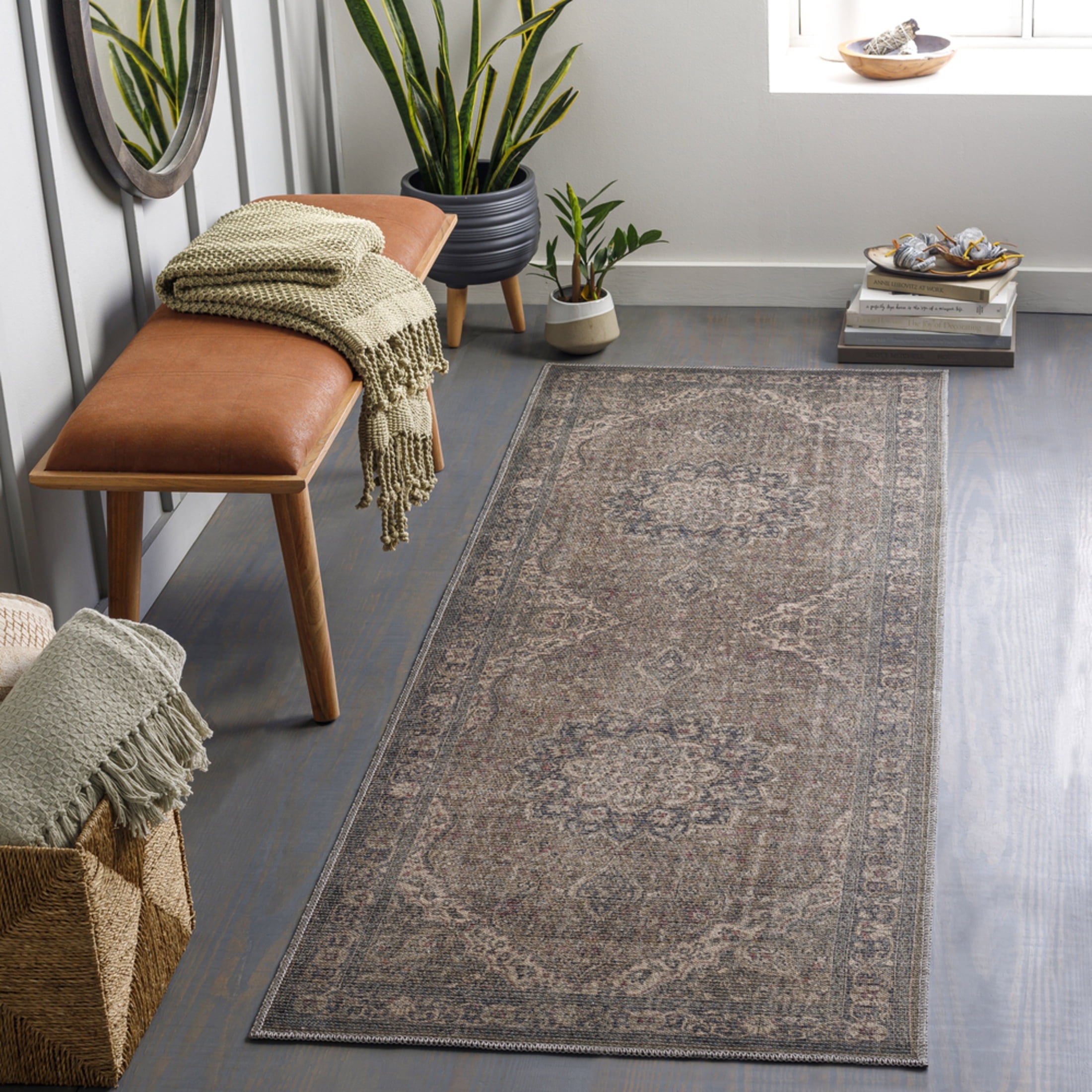 Livabliss Washable Rugs for Living Room, 3x12 Colin Traditional Dusty ...