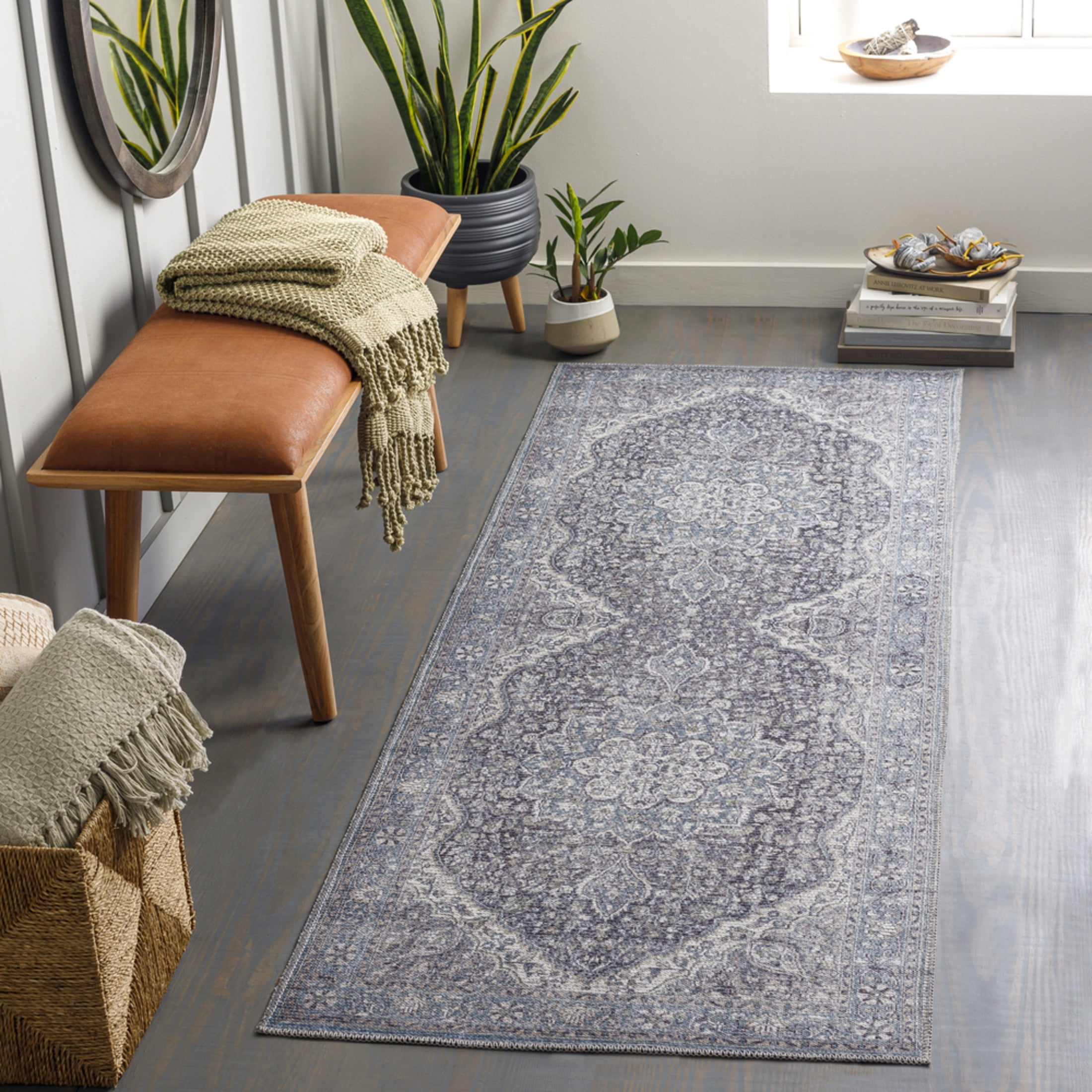Livabliss Colin Vintage Washable Runner Area Rug,2'7" x 7'3",Grey ...