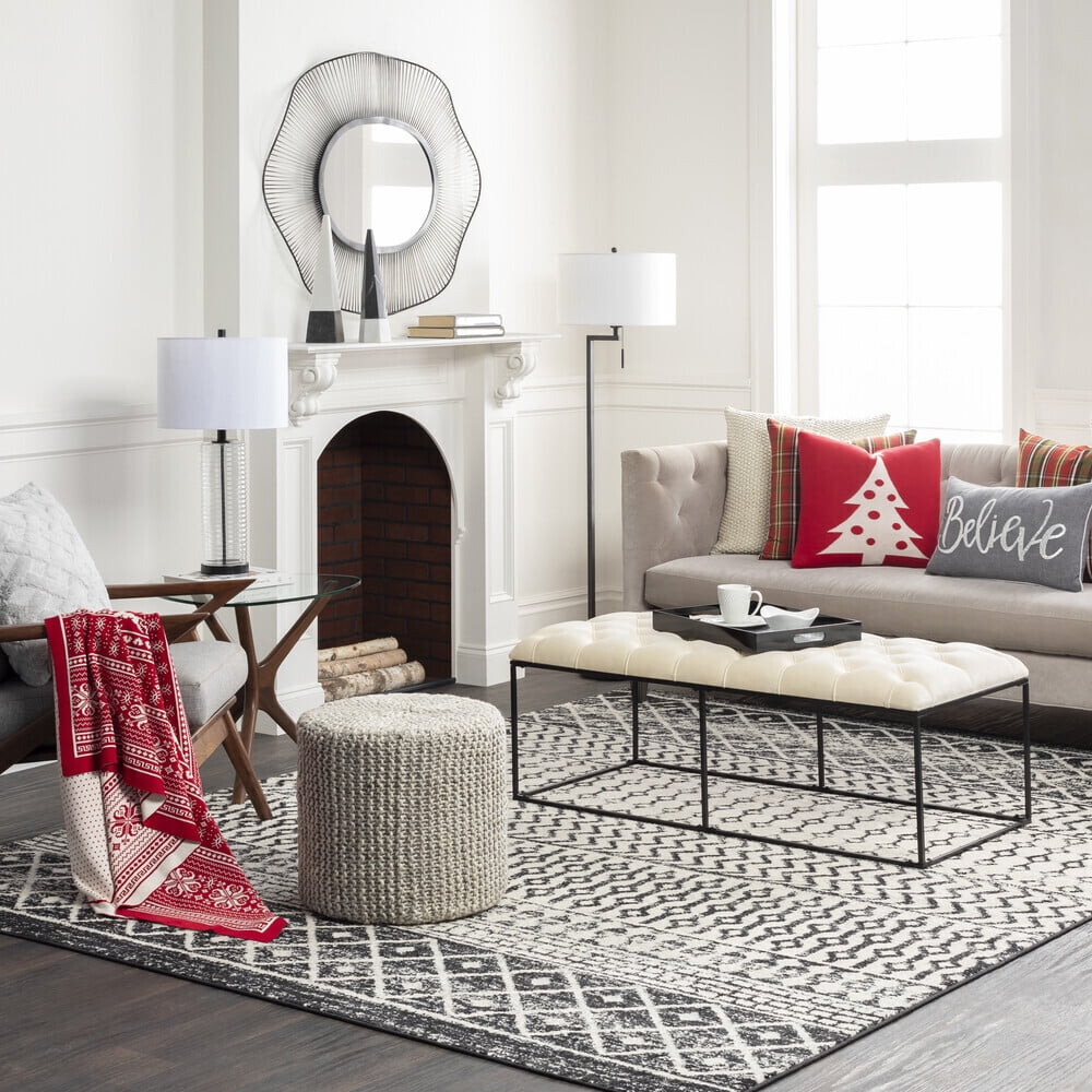 Free Shipping! Livabliss Elaziz Boho Moroccan Area Rug,7'10" Square,Black - Walmart.com ...