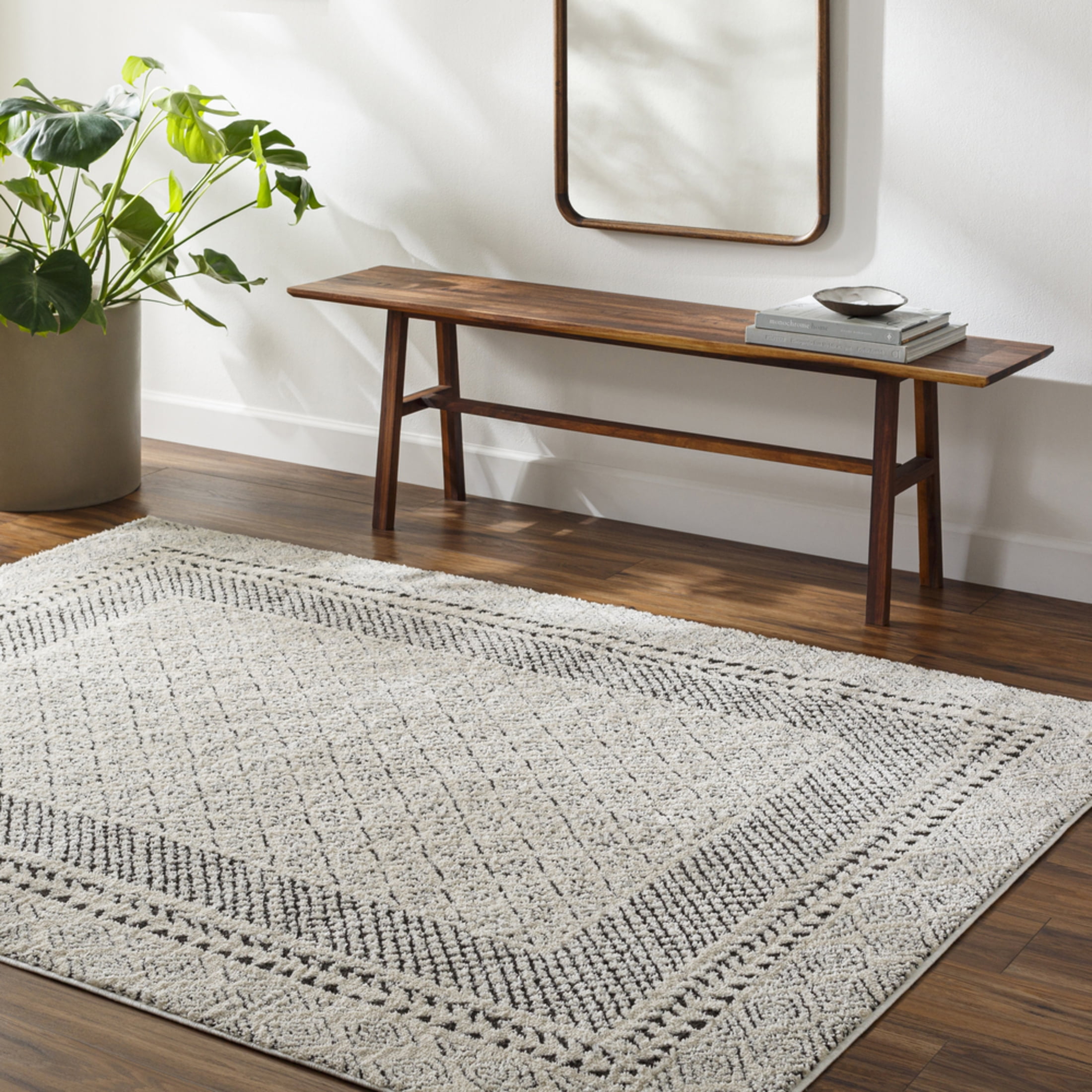 Livabliss Freud Boho Farmhouse Area Rug,5'3" x 7',Cream/Black - Walmart.com