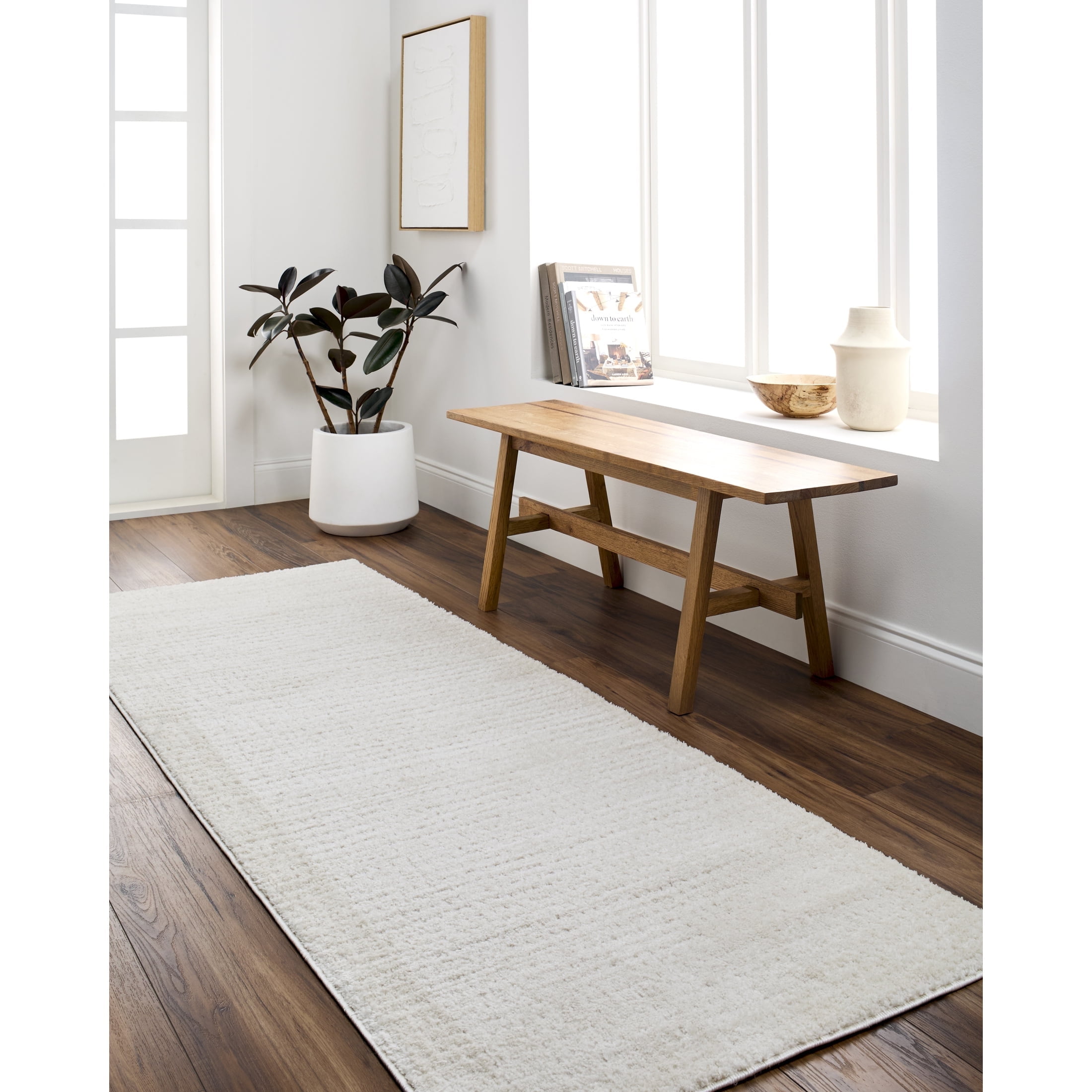 Livabliss Freud Modern Minimalist Runner Area Rug,2'7" x 7'3",Cream ...