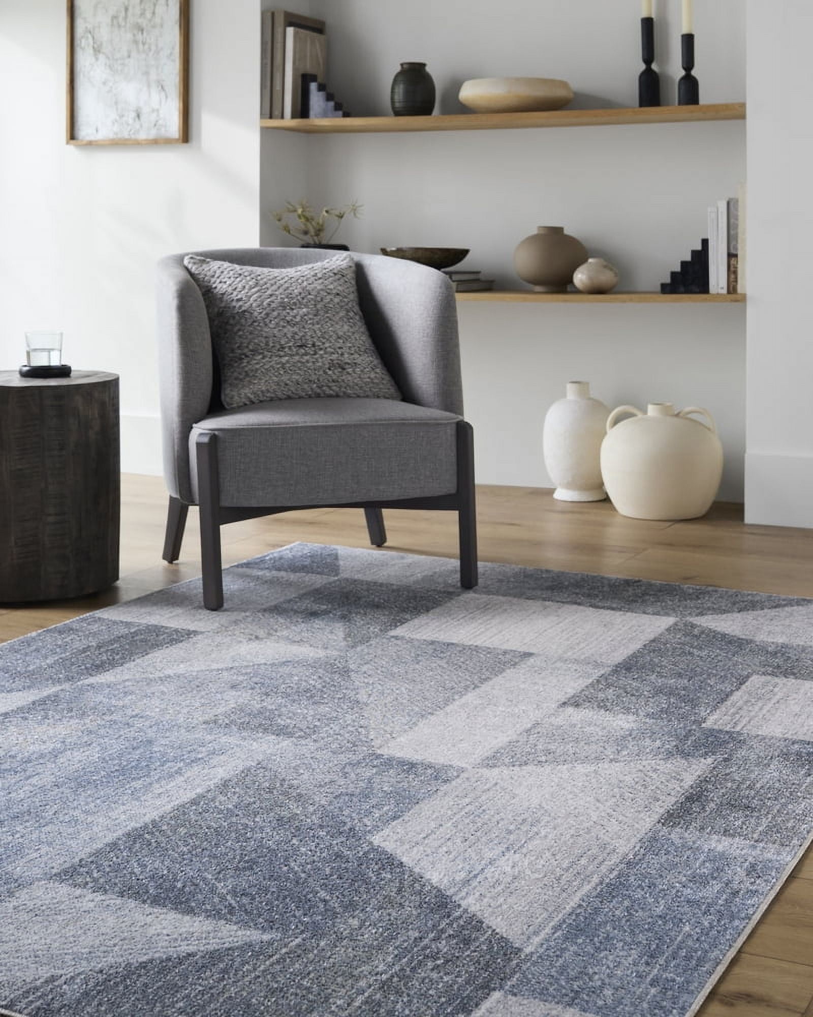 Livabliss Washable Rugs for Living Room, 7x9 Lillian Modern Charcoal ...