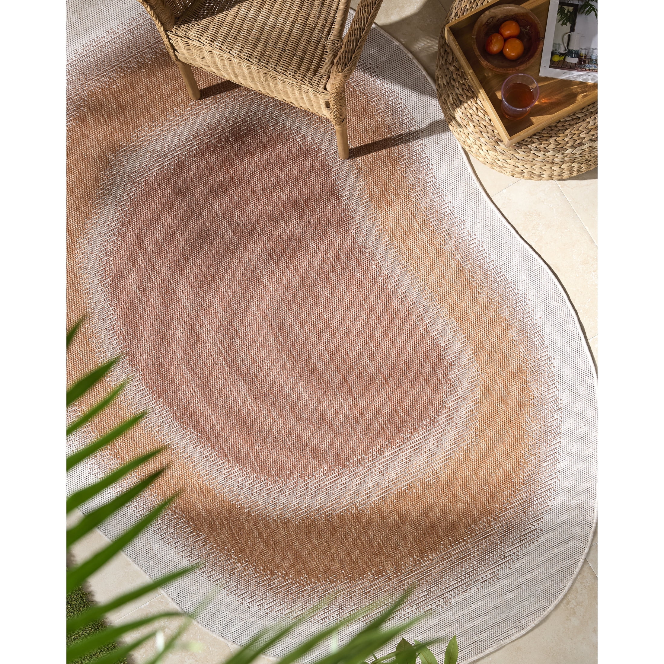 Livabliss Outdoor Rugs, 5x7 Miami Beach Traditional Rust Specialty Area ...