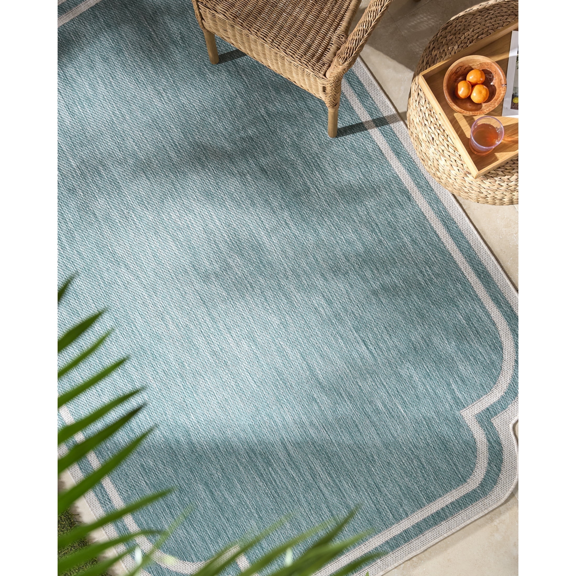 Livabliss Outdoor Rugs, 2x4 Miami Beach Traditional Aqua Area Rug for ...