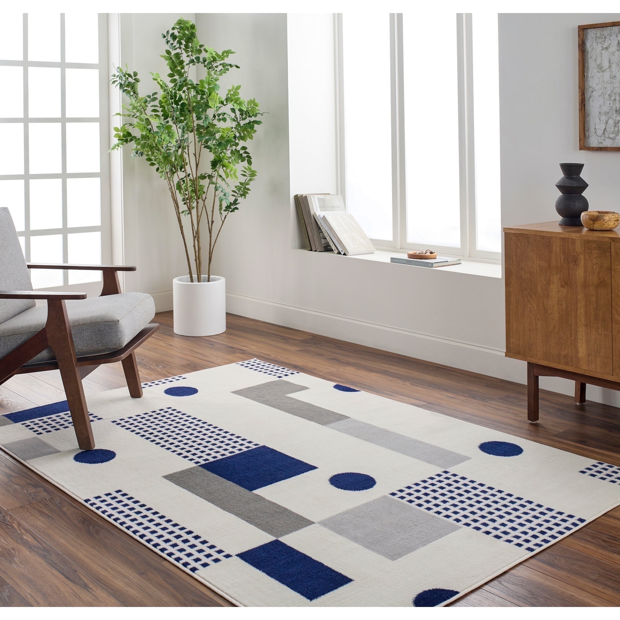 Livabliss Pisa Modern Geometric Area Rug,7'10" x 10',Blue/Gray ...