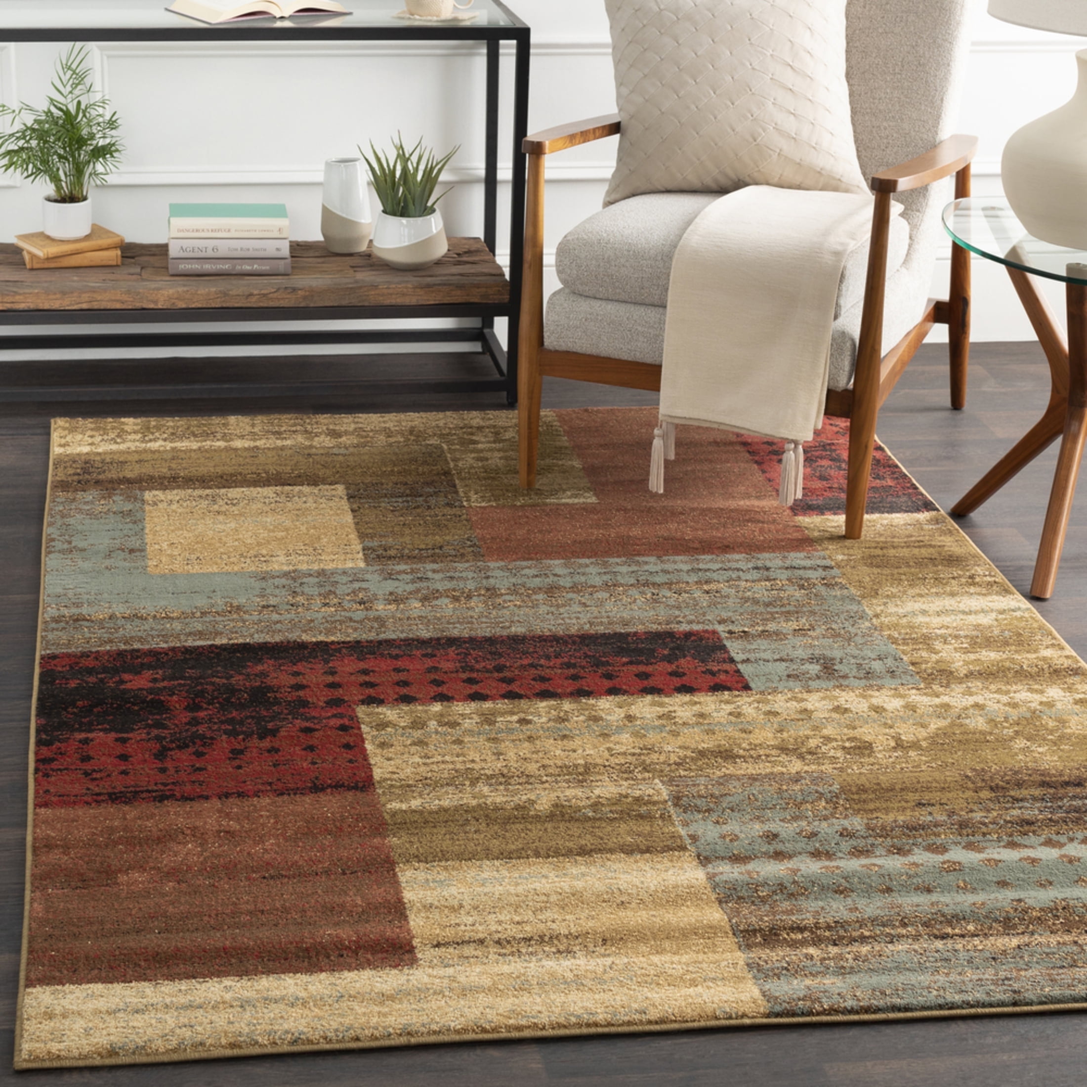 Livabliss Riley Modern Area Rug,6'7" x 9'6",Red - Walmart.com