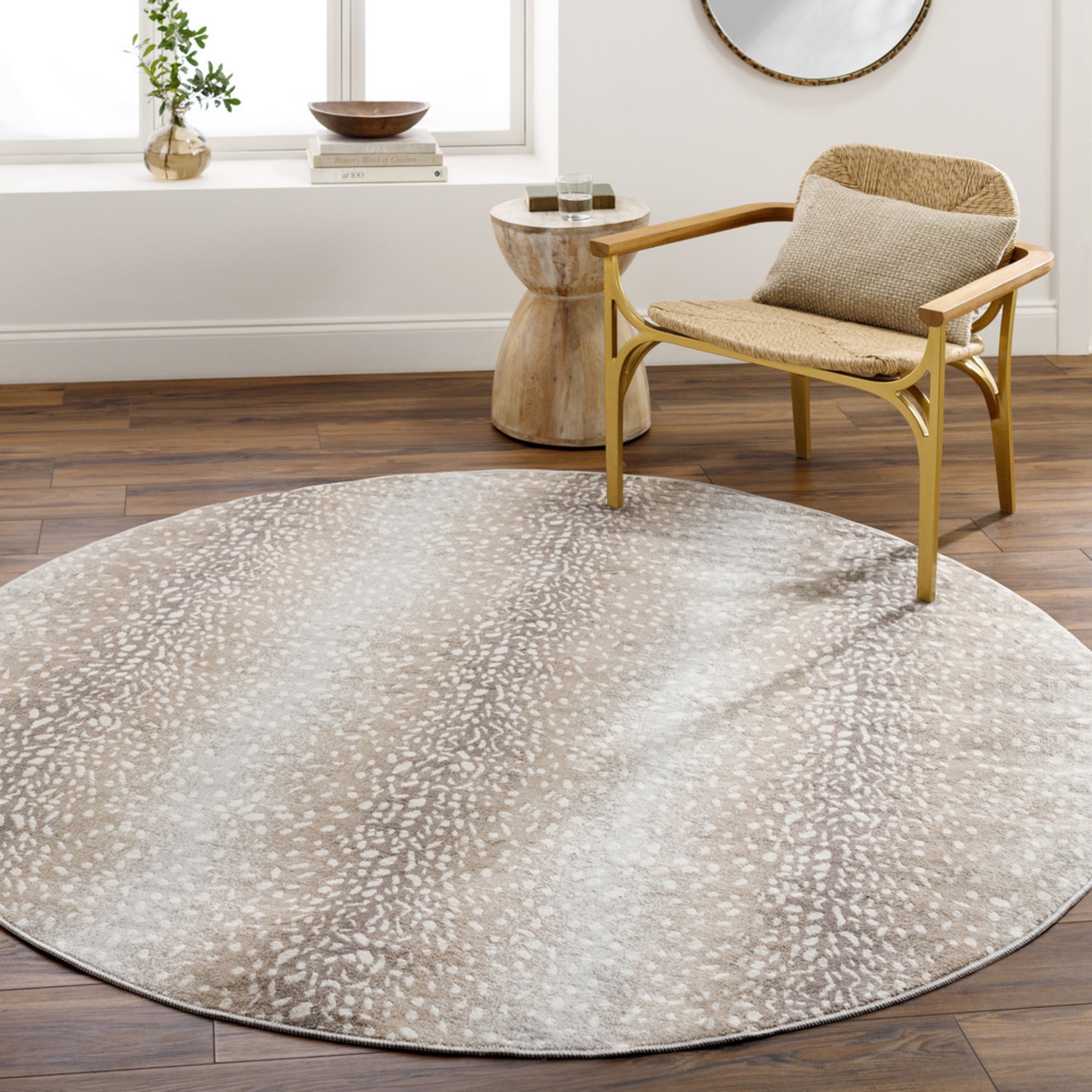 Livabliss Roma Antelope Print Area Rug,7'10" Round,Lt Grey/Tan ...
