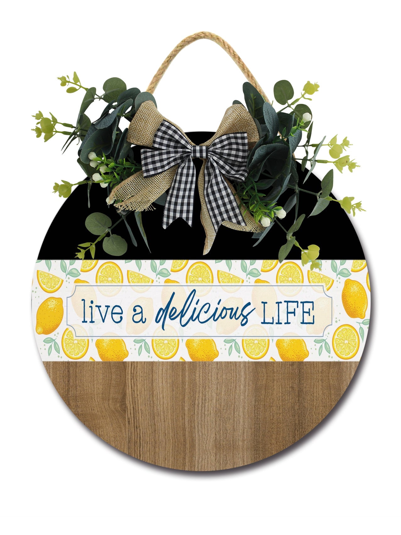 Live A Delicious Life Front Door Sign Funny Wreaths Hanging Wooden ...