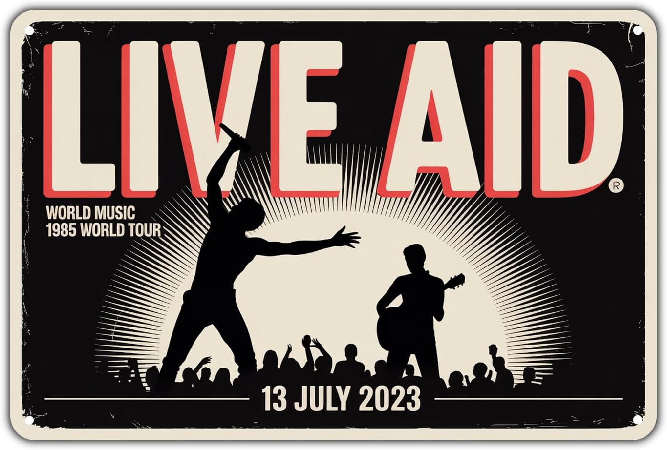 Live Aid Concert Rock Music tin sign Vintage World Music 1985 Tour ...