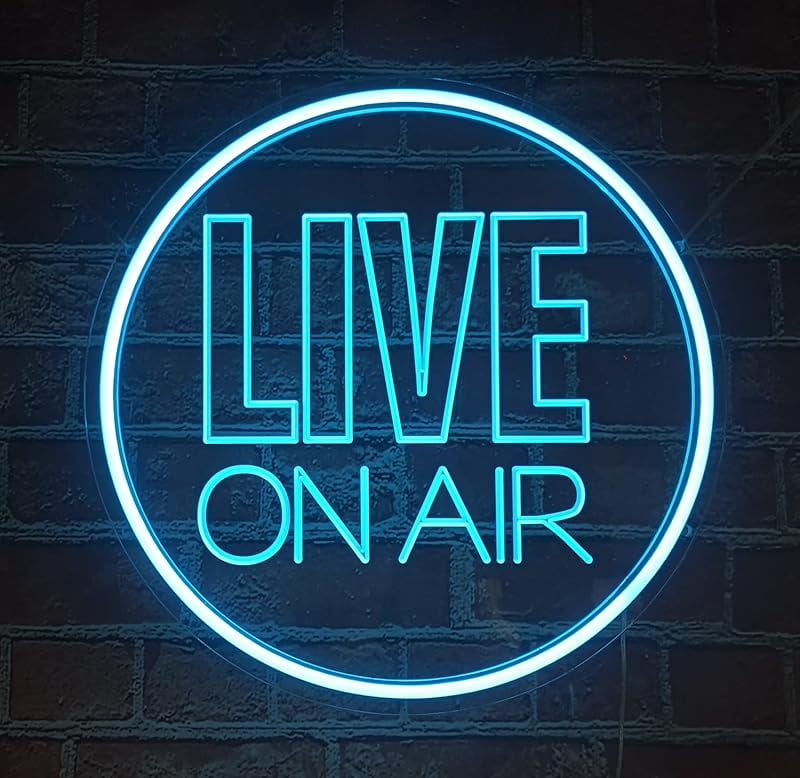 Live On Air Neon Light Sign, Round USB Powered On Air Led Light Up Sign ...