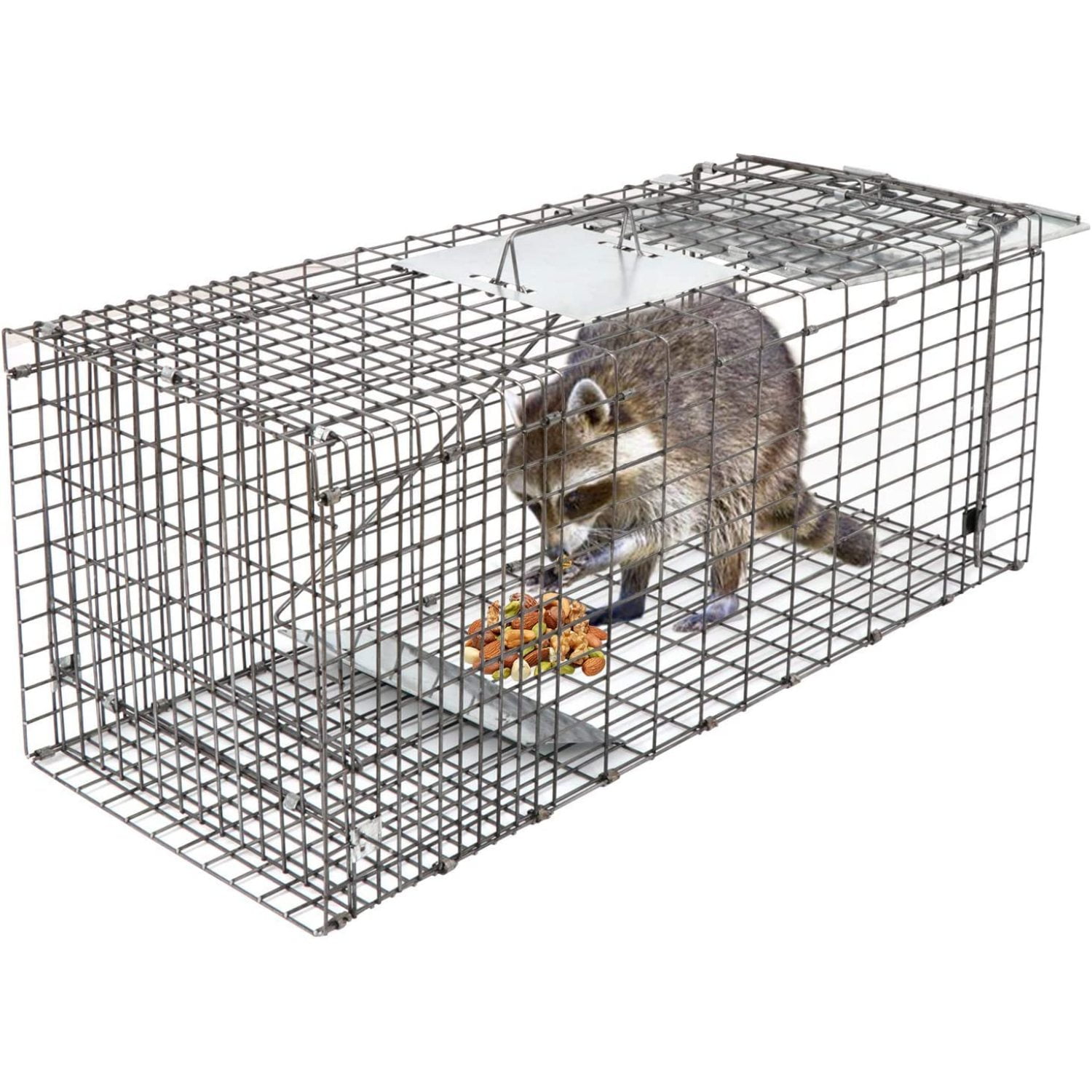 Live Animal Cage Trap 32'' Steel Humane Release Rodent Cage for Rabbits ...