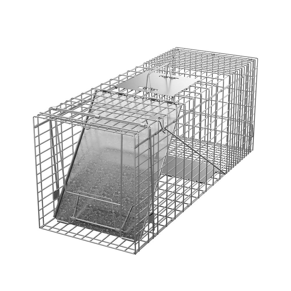 Live Animal Cage Trap 32" X 12.5" X 12" w/Iron Door Steel Cage Catch ...