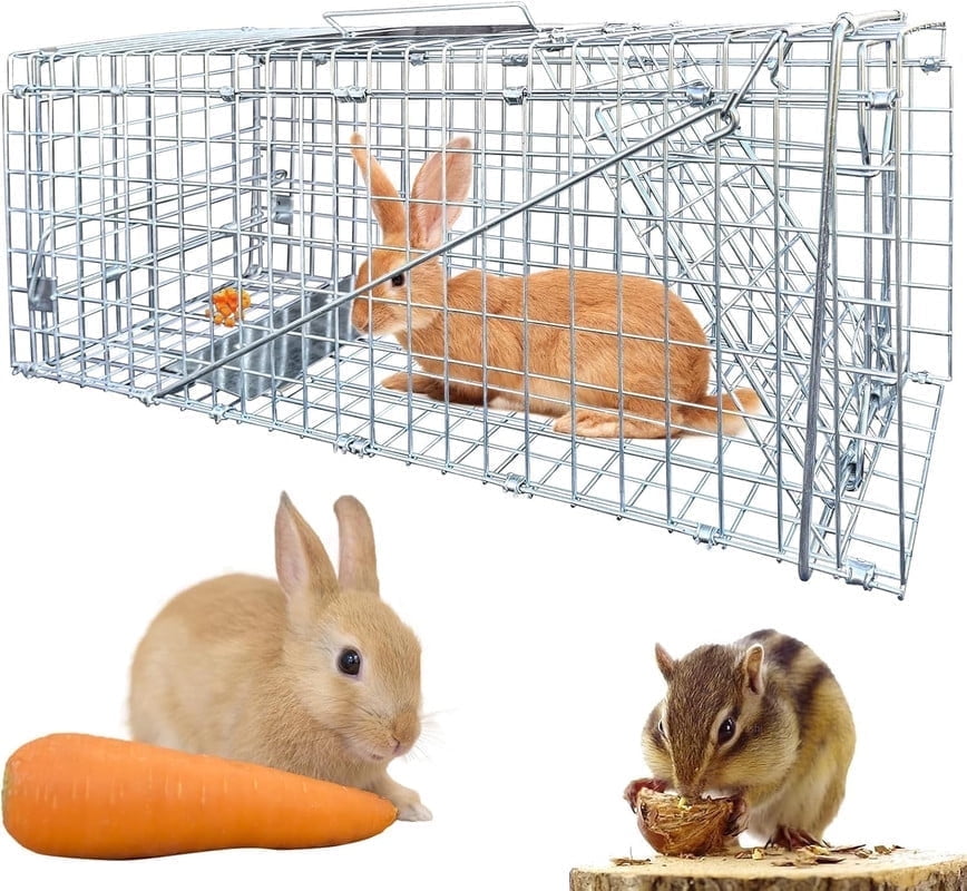 Live Animal Cage Traps,24in Rabbit Trap,Humane Way Folding Raccoon ...