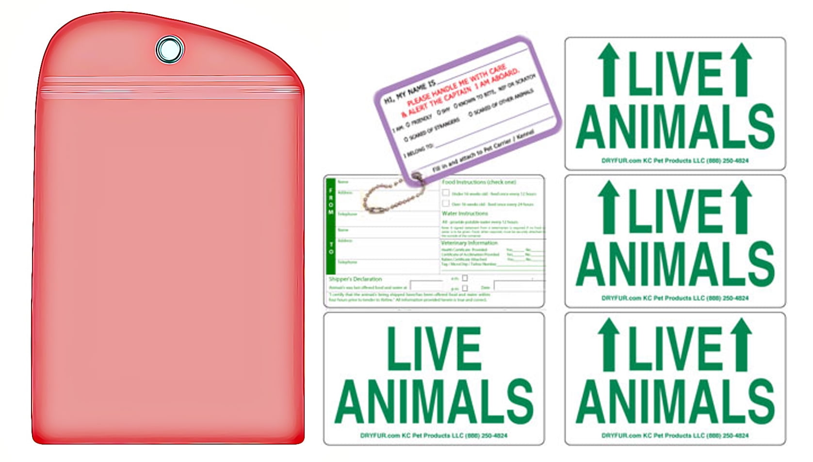 Live Animal Label Set of 5 w/ Pet Passport Pouch RED - Walmart.com