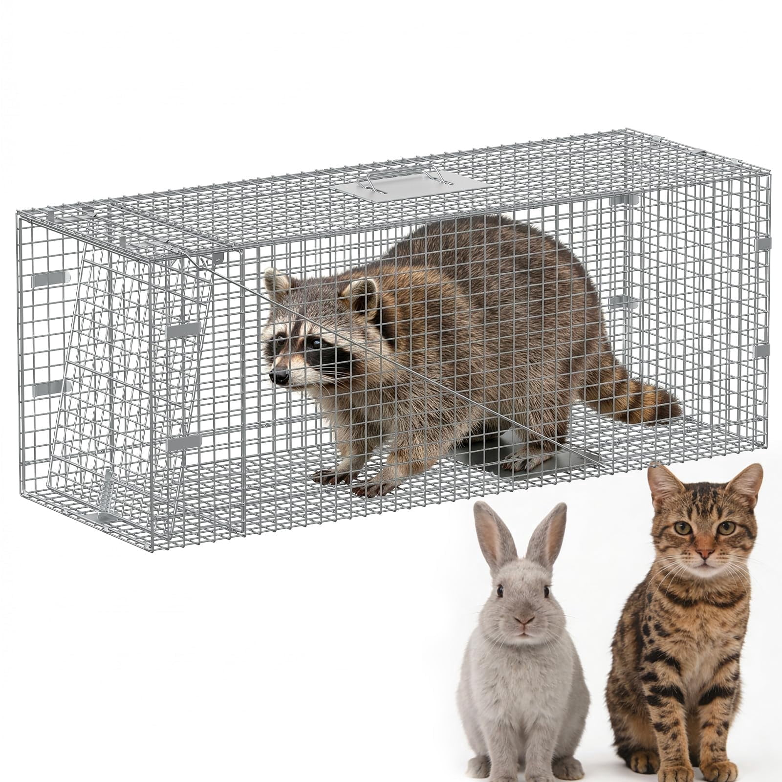Live Animal Trap Cage for Raccoons, Stray Cats, Rabbits, Skunks ...