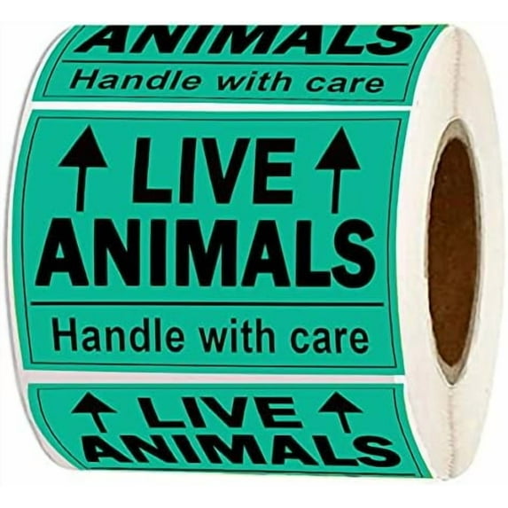 Live Animals Please Handle with Care Stickers,2 X 3 Inch Fluorescent ...