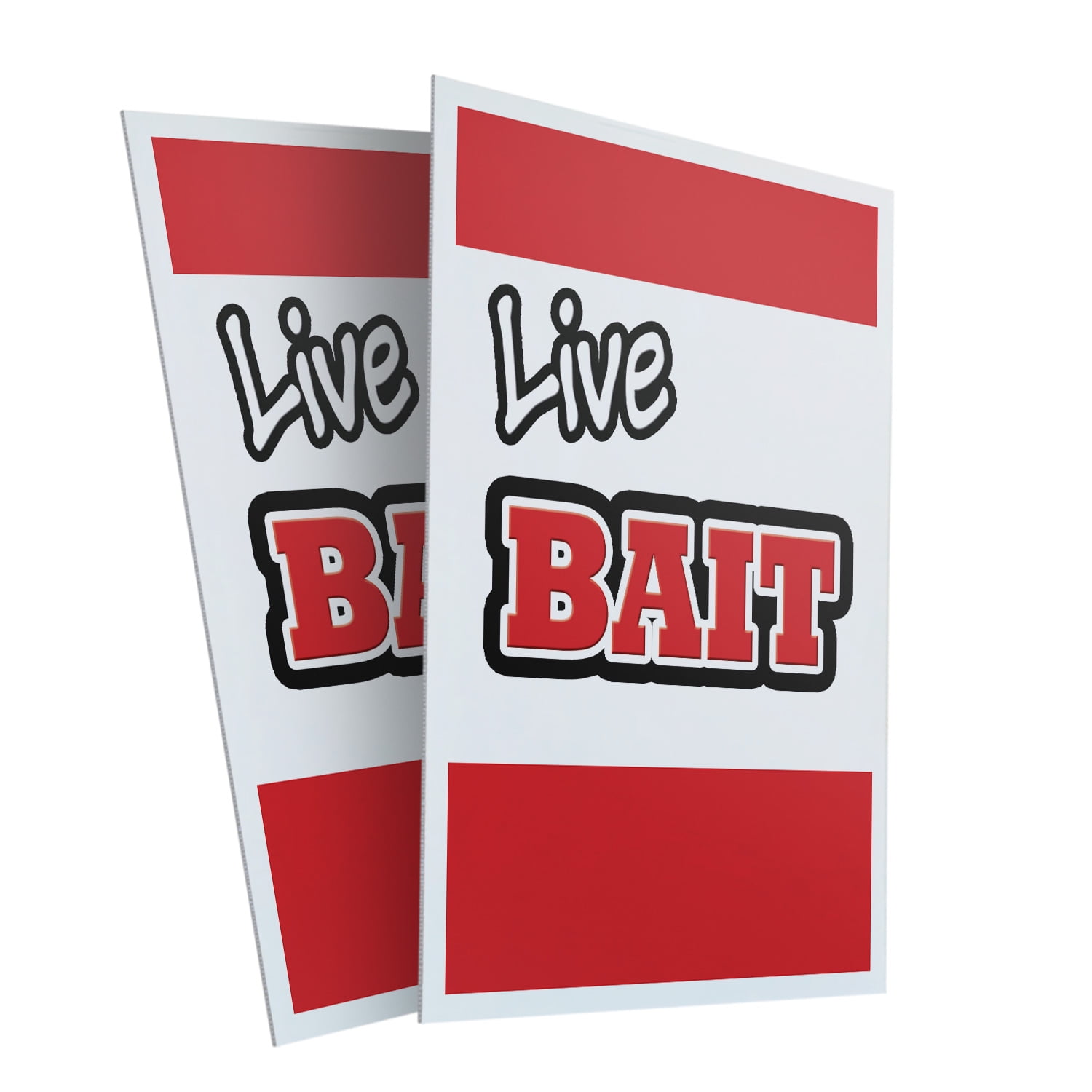 Live Bait (2-PACK) 24" x 36" Plastic Signs | Sign Insert 4mm Corrugated ...