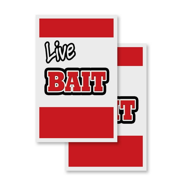 Live Bait (2-PACK) 24" x 36" Vinyl Decals | Sign Insert Peel & Stick ...