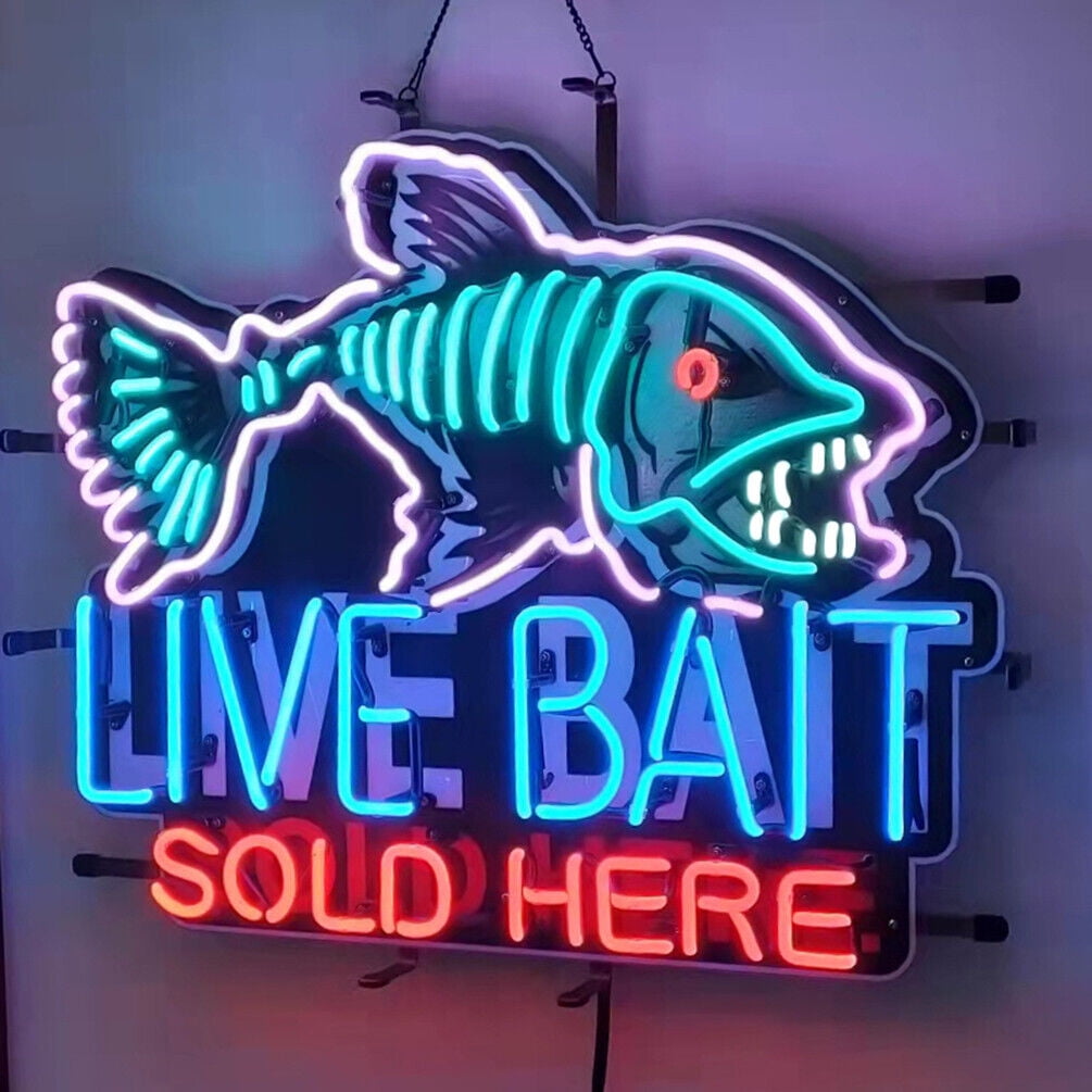 Live Bait Sold Here Neon Sign With HD Printing Shop Restaurant Store ...