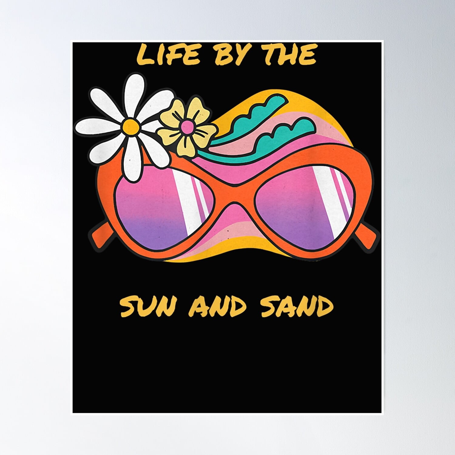 Live By The Sun And Sand Cool Beach Vacation Poster Wall Art, Modern ...