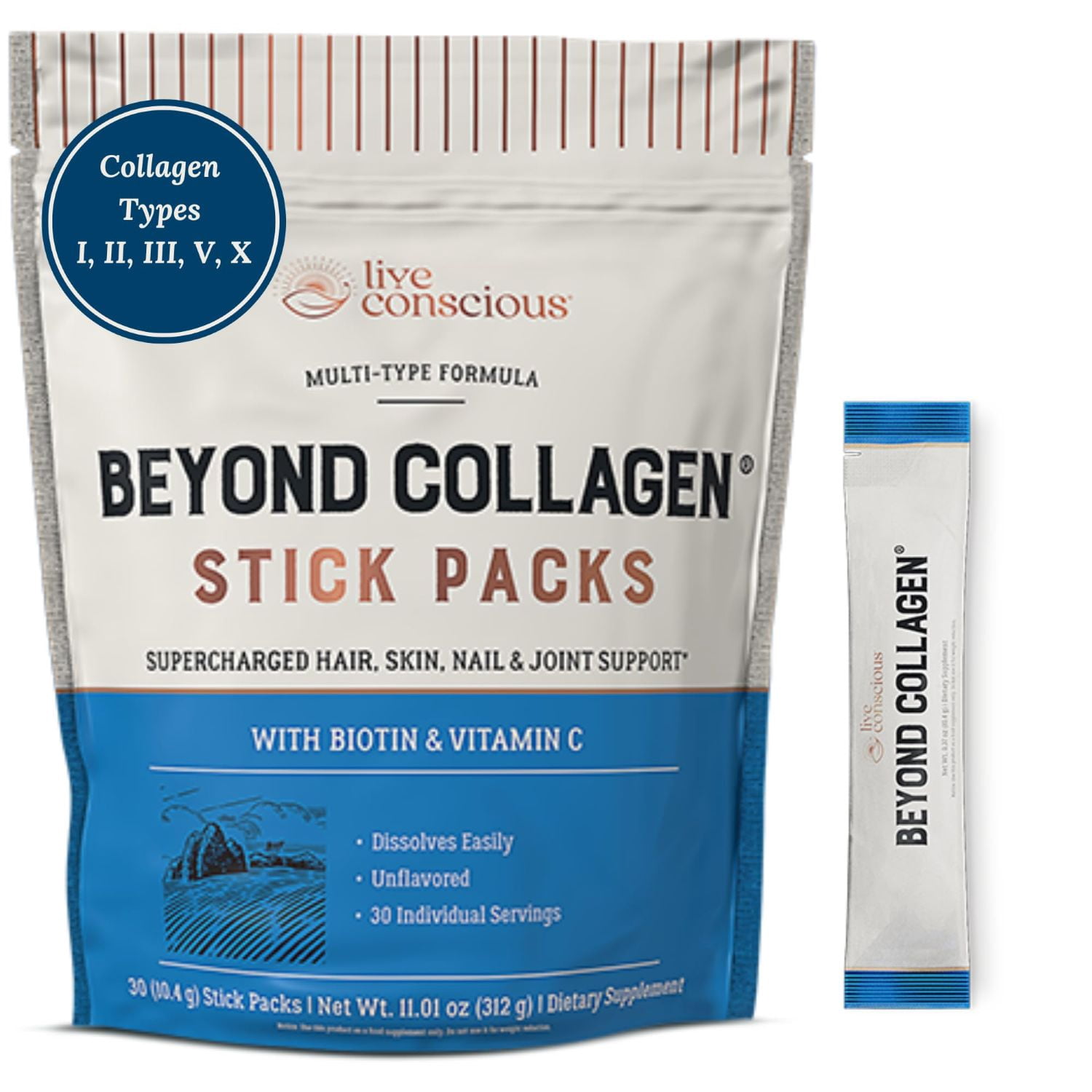 Free Shipping! Live Conscious Beyond Collagen Packets for Skin Hair ...