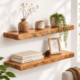 Live Edge Elm Floating Shelves - 24 In Rustic Solid Wood With Heavy ...