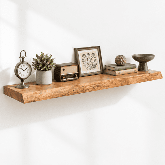 Live Edge Elm Floating Shelves - 48