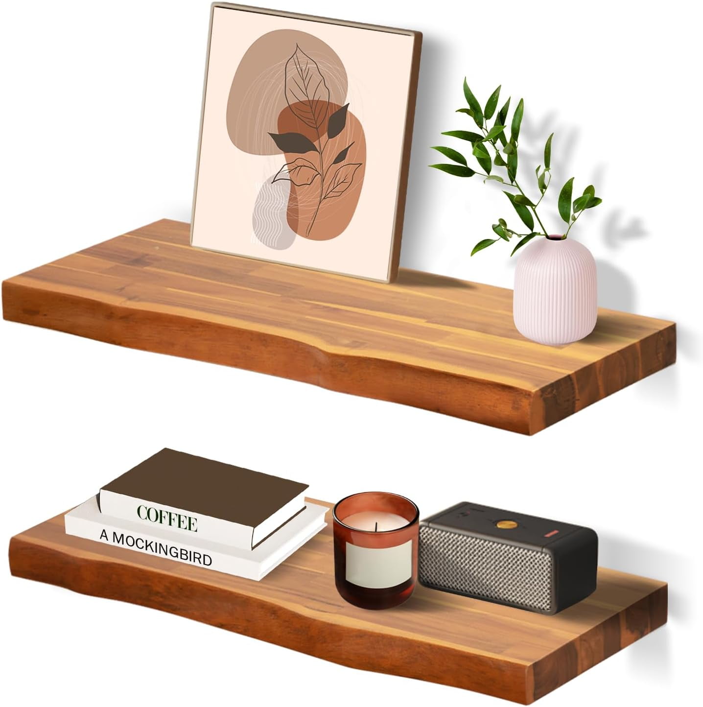 Live Edge Floating Shelves Set of 2 - Thick and Heavy Floating Shelves ...
