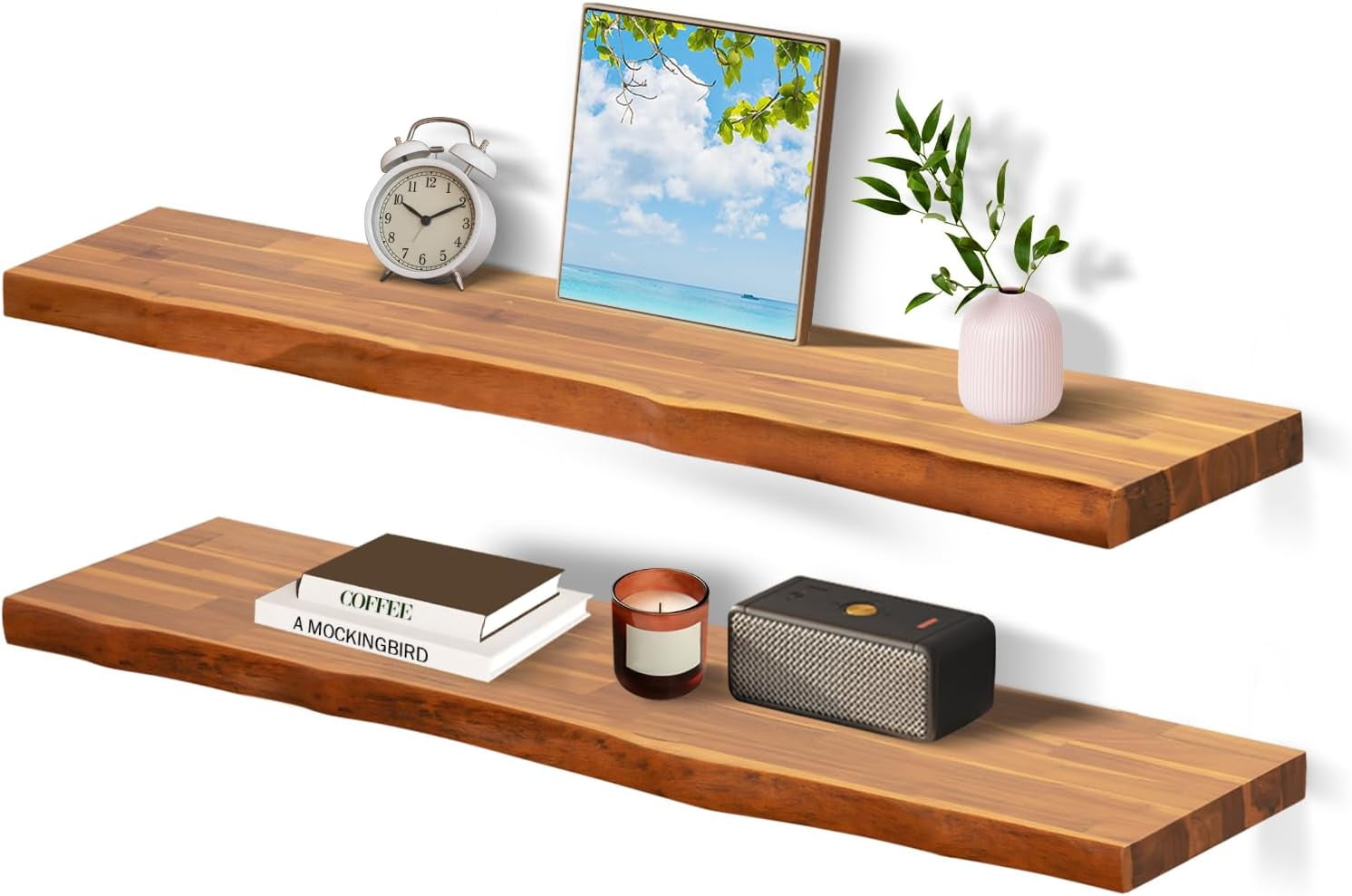 Live Edge Floating Shelves Set of 2 - Thick and Heavy Floating Shelves ...