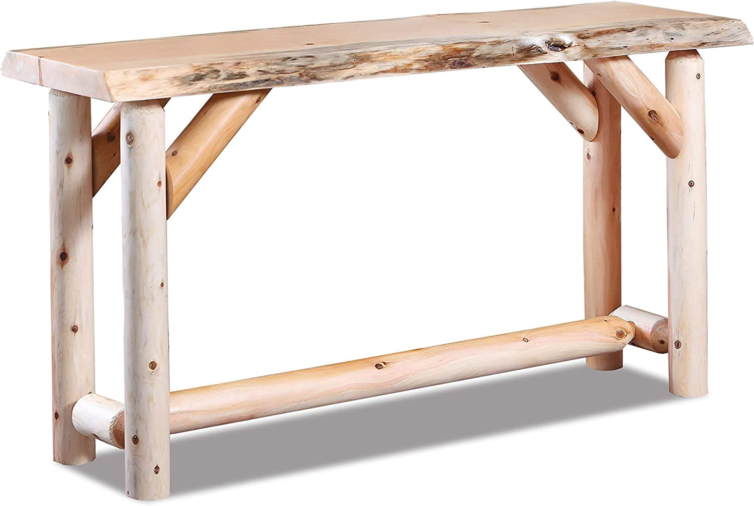 Live Edge Log Sofa Table (Natural) \u2014 Rustic Live Edge Log ...