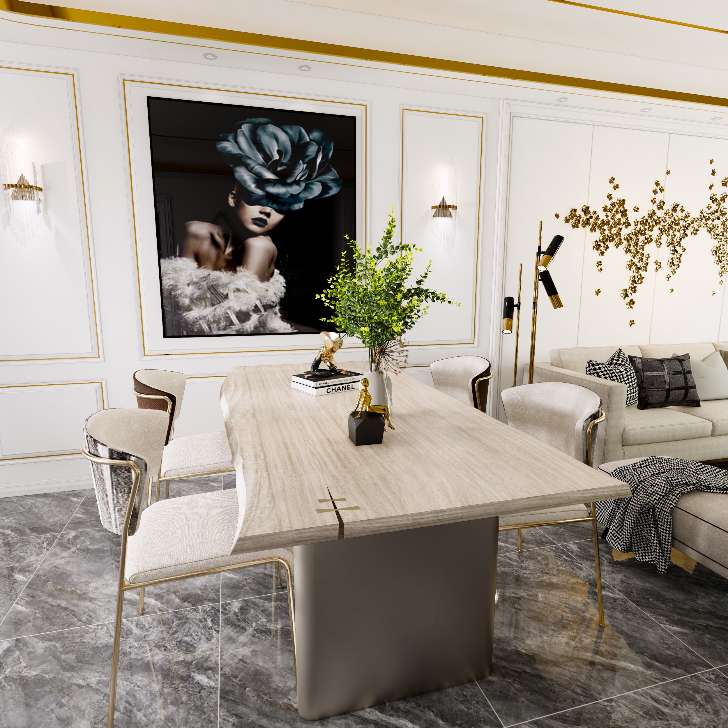 Live Edge Premium White Washed Dining Table White Washed Solid Wood ...