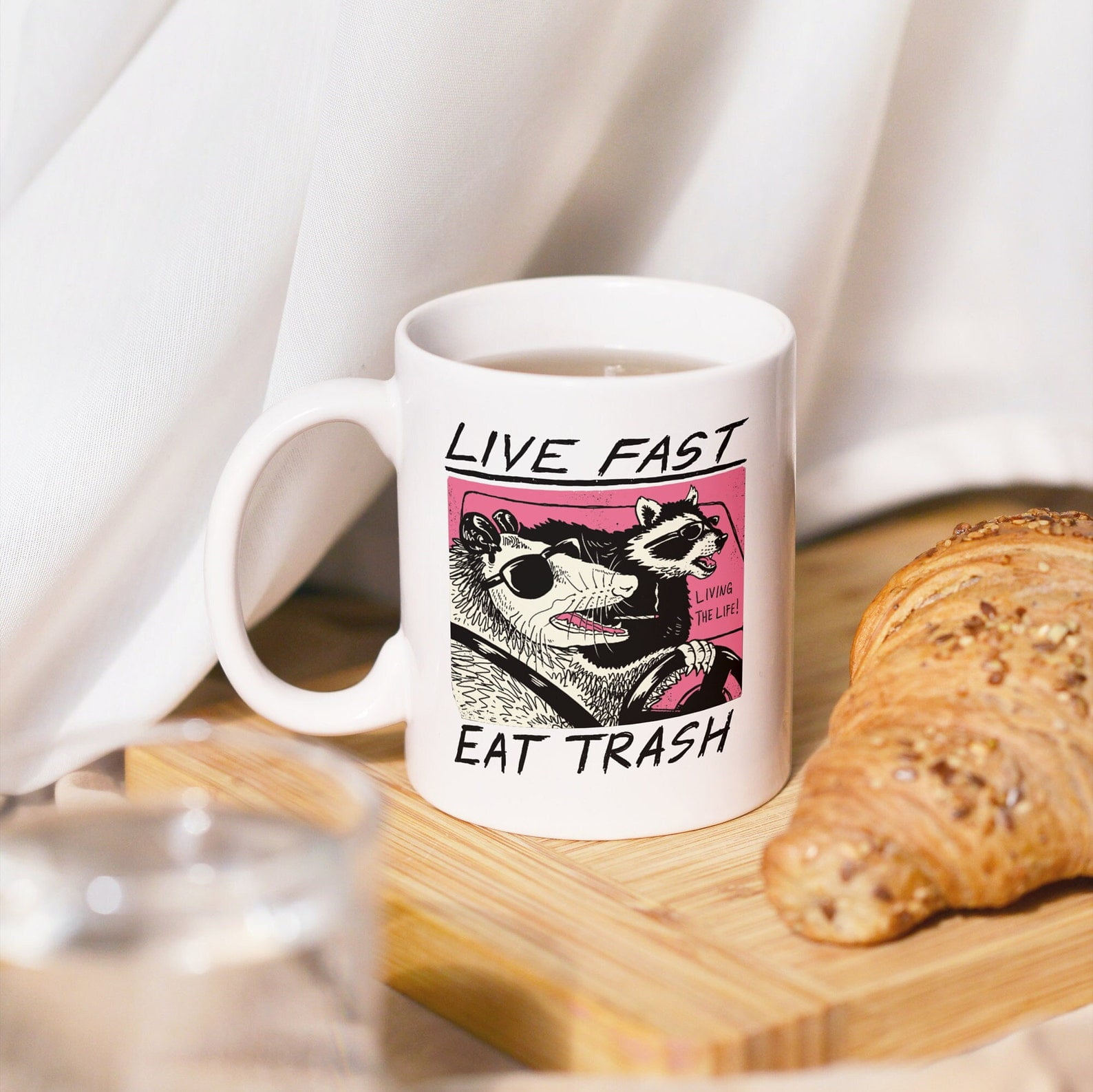 Live Fast Eat Trash Mug 11 Oz, Funny Raccoon And Possum Coffee Cup ...