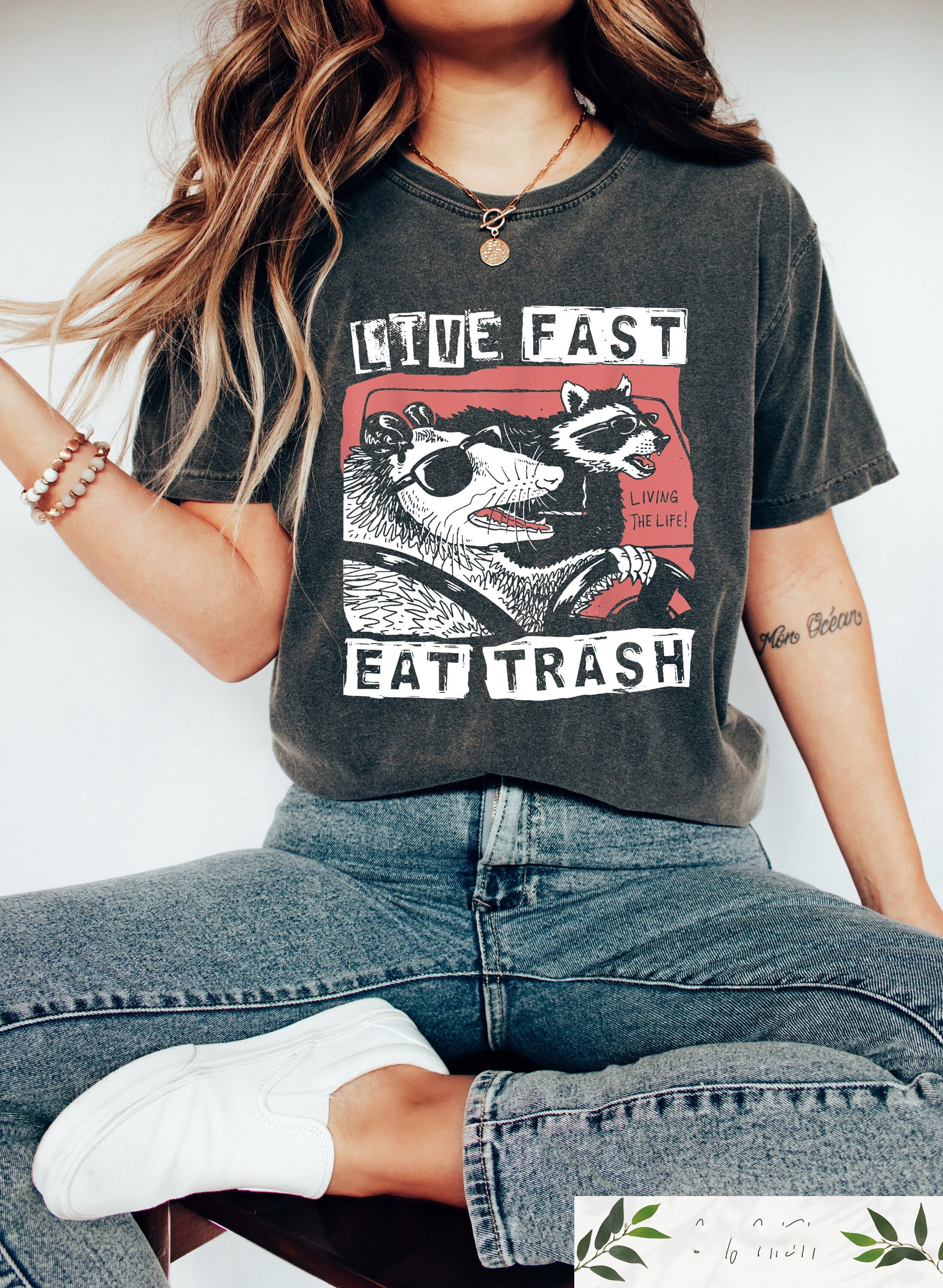 Live Fast Eat Trash Tshirt, Racoon Meme T-Shirt, Funny Racoon T-Shirt ...