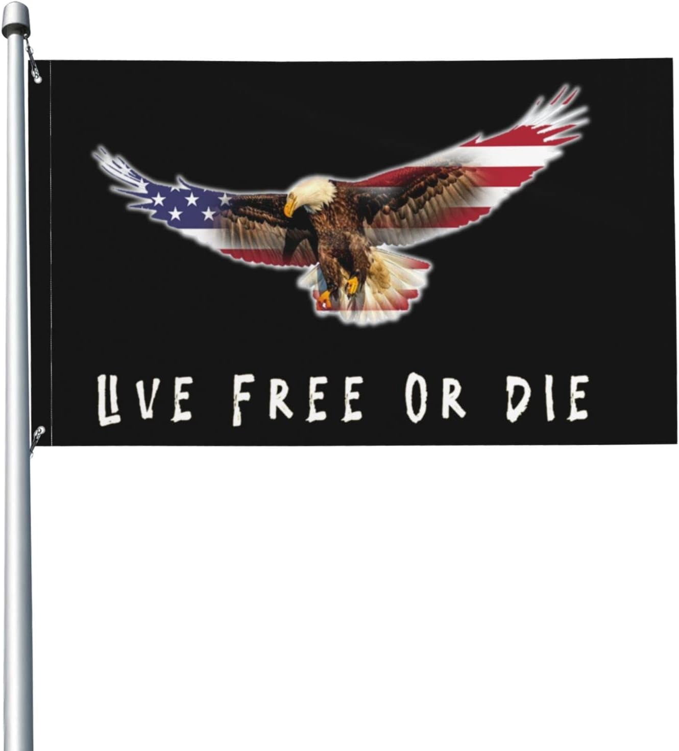 Live Free Or Die American Flag With Bald Eagle Flag 3x5 Ft With Two ...
