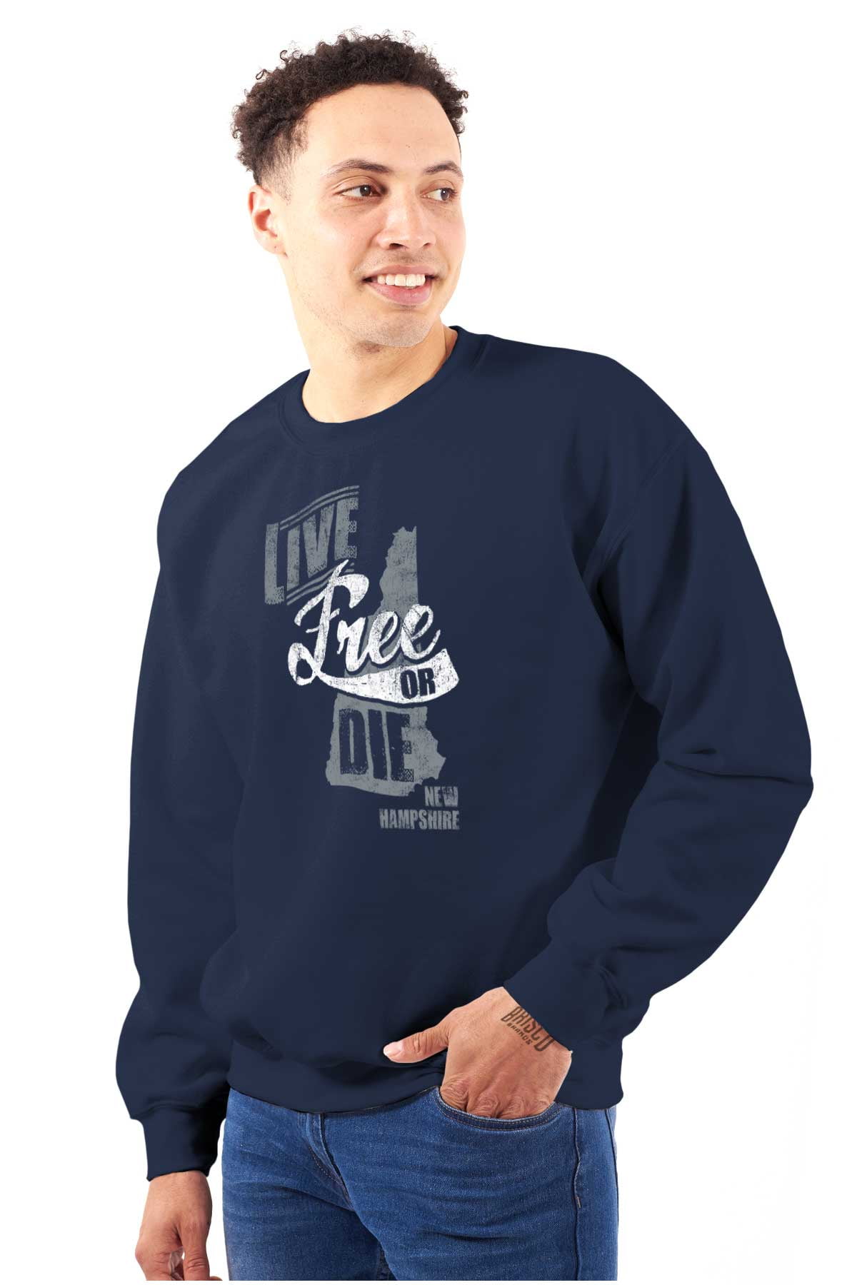 Live Free Or Die New Hampshire Motto Unisex Plus Size Sweatshirt Brisco ...