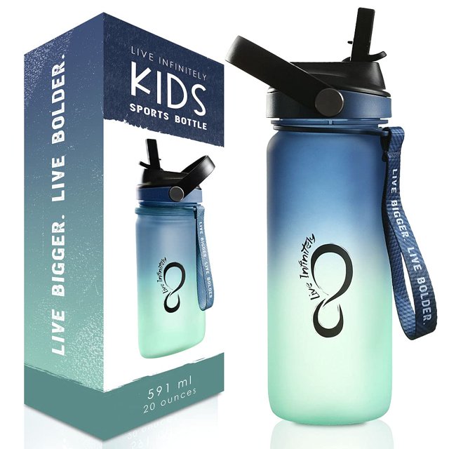 Live Infinitely 20 Oz Reusable Kids Water Bottle with Easy-Sip Straw ...