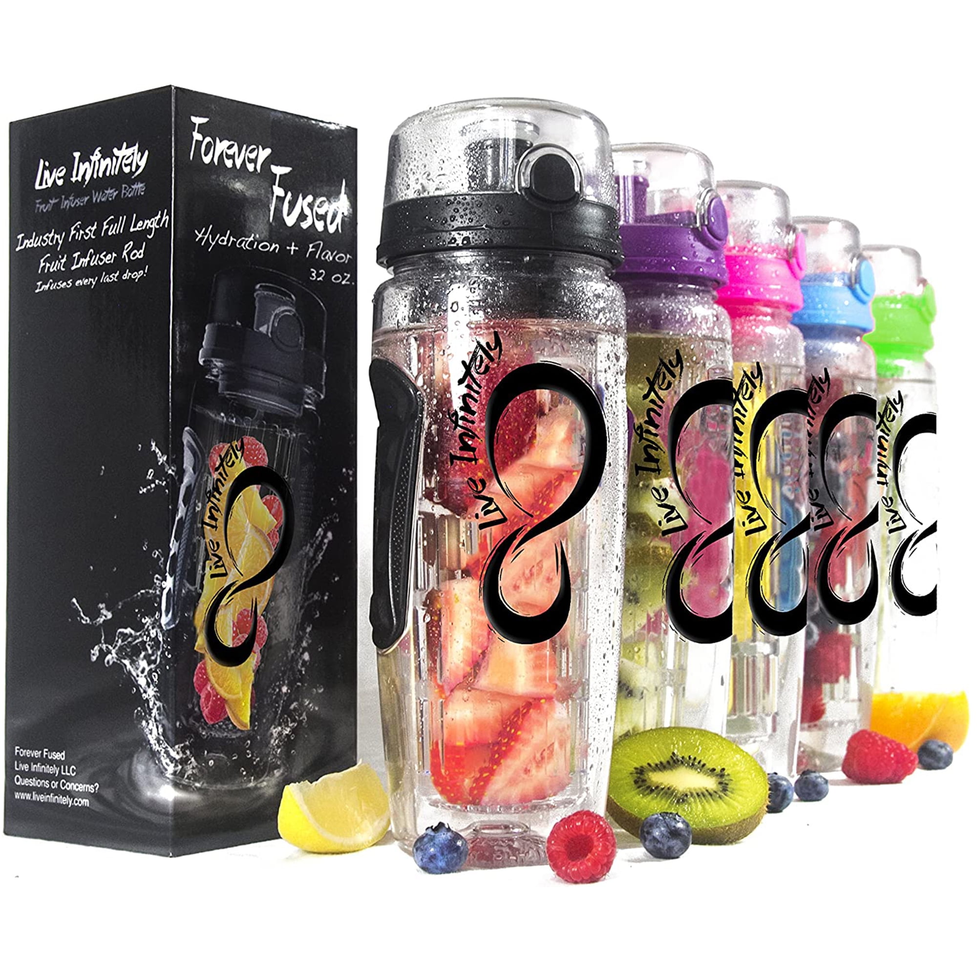 Live Infinitely 32 oz Flavor Infuser Water Bottle, Full-Length Infusion ...