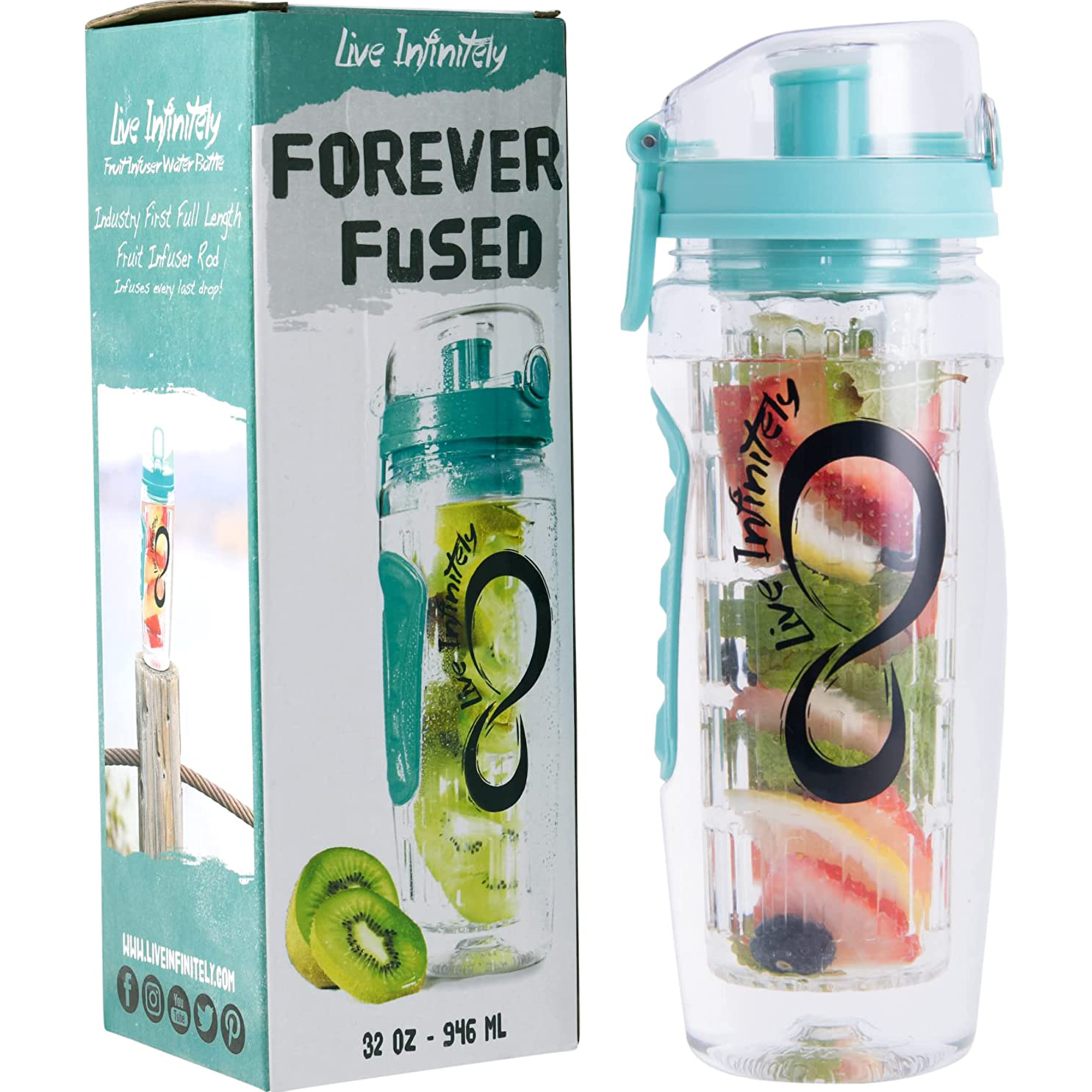 Live Infinitely Insulated Water Bottle with Time Marker BPA-Free 24 Oz ...