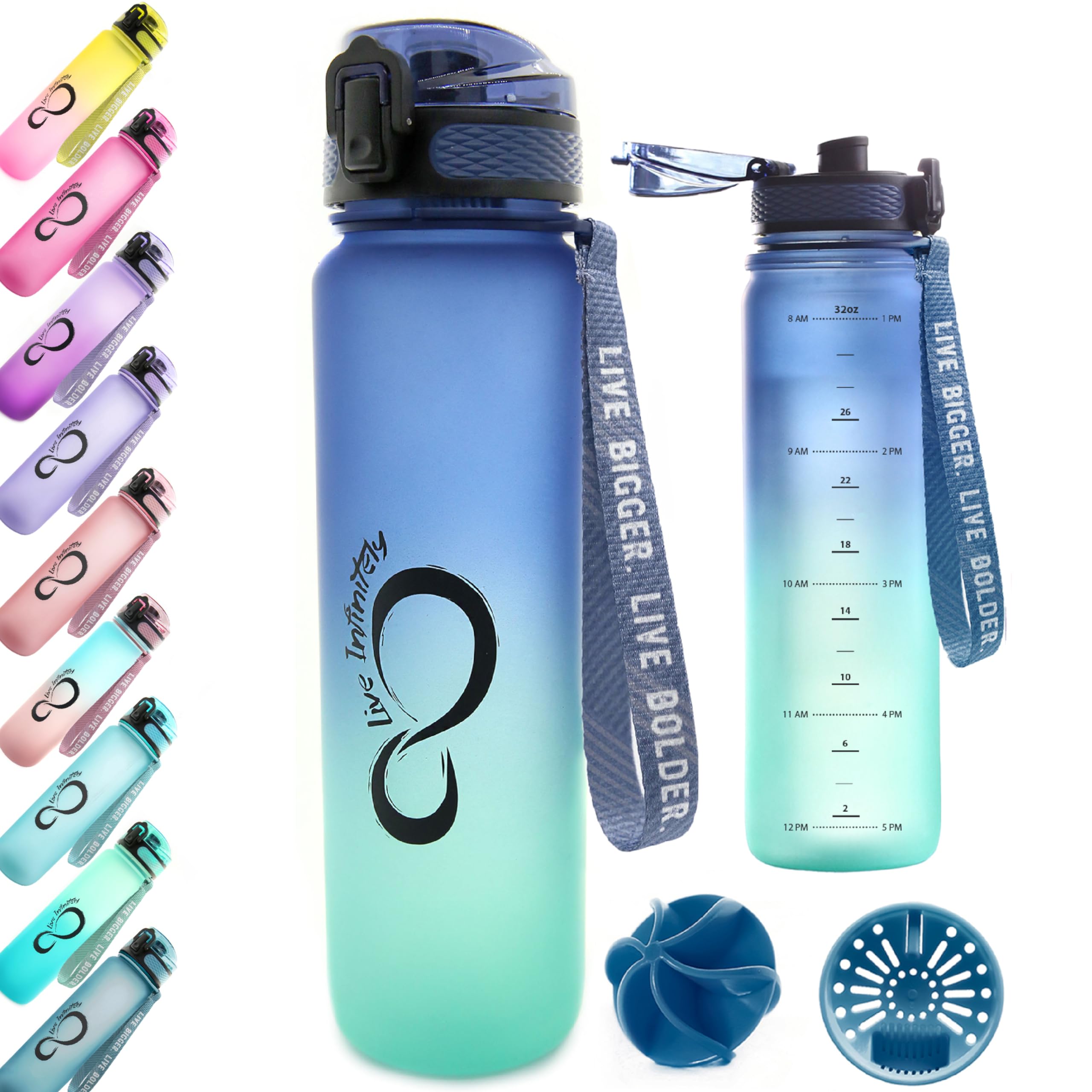 Live Infinitely Fruit Infuser Water Bottle with Time Marker, Insulation ...