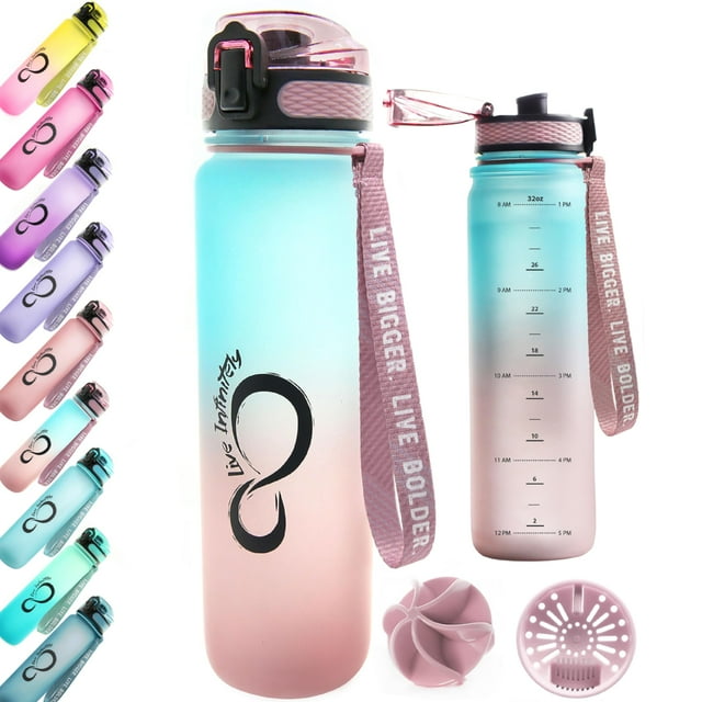 Live Infinitely Insulated Water Bottle with Time Marker BPA-Free 24 Oz ...
